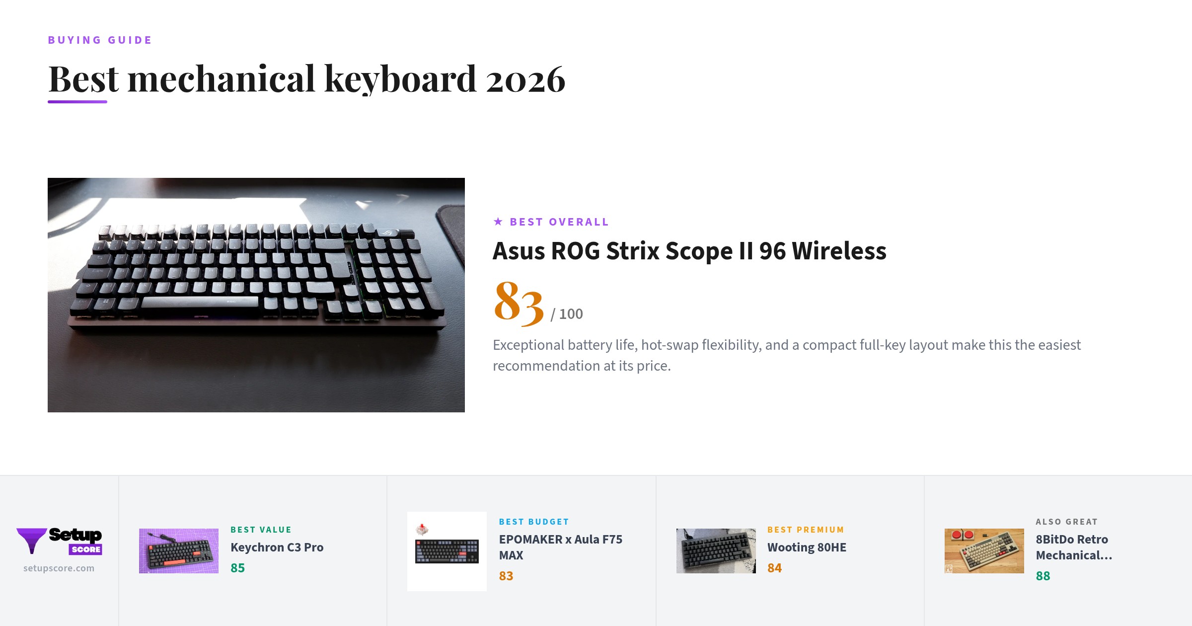 Best mechanical keyboard 2026: 449 Reviews Compared